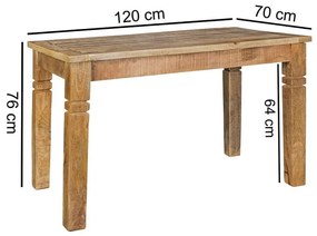 Bruxxi Jídelní stůl Rustica, 120 cm, mangové dřevo