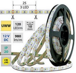 LED pásek McLED 12V ultra teplá bílá CRI90 š=10mm IP20 14W/m 120LED/m SMD2835 ML-121.820.60.0