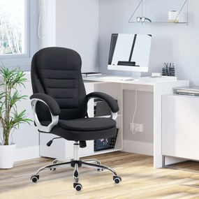 Kancelářská židle Vinsetto s nastavitelnými područkami, ergonomická kancelářská židle, houpací funkce, výškově nastavitelná, černá, len, 64x75x111-12…