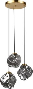 Lustr na lanku CRISTAL 3xE14/15W/230V mosaz/kouřová černá