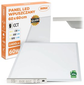 BERGE LED panel CCT - 60W - 60x60 cm - zapuštěný