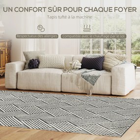 HOMCOM Koberec do obývacího pokoje 200 x 140 cm s krátkým vlasem, praní v pračce, hypoalergenní, do obývacího pokoje, ložnice, kanceláře, světle šedý