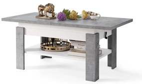 Rozkládací konferenční/jídelní stůl se zvedací deskou ROY šedá beton/bílá 5903631913303