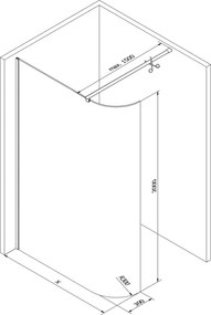 Mexen Kioto, zaoblená sprchová zástěna 120 x 200 cm, 8mm čiré sklo, růžové zlato profil, 800-120-101-60-06