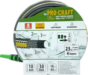 Procraft PR-4KAT1325F - černo-žlutá zahradní hadice
