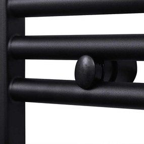 Černý žebříkový radiátor na ručníky rovný ústřední topení 600x1160 mm 141908