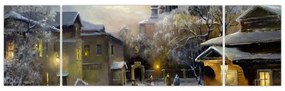 Obraz - Zimní vesnička (170x50 cm)