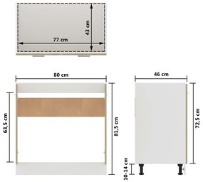 vidaXL Skříňka pod dřez dub sonoma 80 x 46 x 81,5 cm dřevotříska