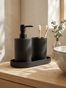Sinsay - Koupelnová sada: mýdlenka, dávkovač mýdla a držák na zubní kartáčky 3 pack - černá