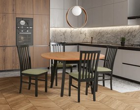 Jídelní sestava DX 17 odstín dřeva (židle + nohy stolu) bílá, odstín dýha/MDF (deska stolu) přírodní dub, potahový materiál látka s doplatkem
