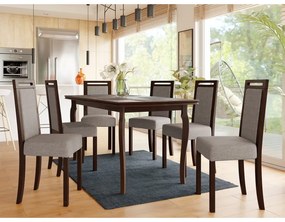 Rozkládací jídelní stůl se 6 židlemi AL21, Barva dřeva: ořech, Potah: Zetta 300