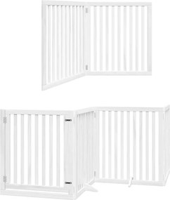 Zábrana pro psy s dvířky skládací 6 panelů bílá 480 cm topol 3155677
