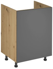 Dřezová skříňka, dub artisan/šedý mat, univerzální, LANGEN D60Z