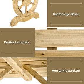Zahradní lavice Outsunny dřevo odolné proti povětrnostním vlivům 98 x 50 x 39,5 cm rustikální lavice pro zahradní nábytek v přírodní barvě | Aosom.de
