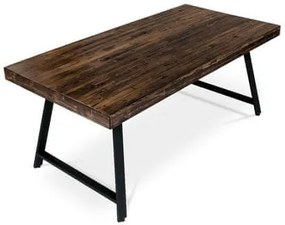 Autronic Moderní jídelní stůl Jídelní stůl, 180x90x76 cm, MDF deska, dýha odstín borovice, kovové nohy, černý lak (HT-536 PINE)