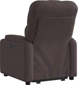 Elektrické zvedací polohovací křeslo tmavě hnědé textil 3204739
