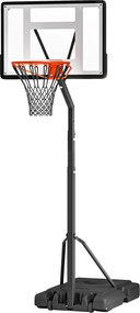HOMCOM Basketbalový koš s přenosným nastavitelným stojanem, výška 302-352 cm s kolečky, plnitelný základ pro děti a dospělé - Černý | Aosom