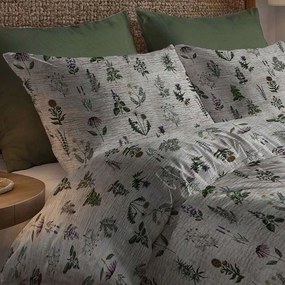 Krepové perkálové prodloužené povlečení Léčivá zahrada Velikost: 140 x 220 + 70 x 90