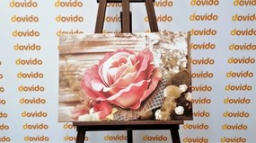 Obraz růžová vintage růže - 90x60 cm