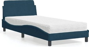 Postel s matrací Dover modrá 90 x 190 cm samet 3208315