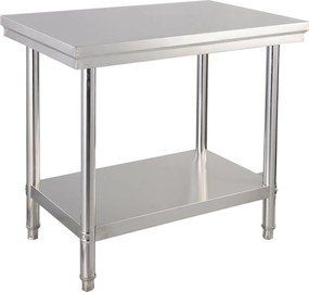 Costway Nerezový kuchyňský stůl gastro s mezipolí – 92 × 61 × 90 cm, stříbro