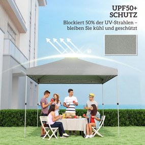 Náhradní střecha pavilonu UV50+ vodotěsná s 8 odtokovými otvory 3 x 3 m, světle šedá