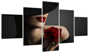 Obraz - Žena s růží (125x70 cm)