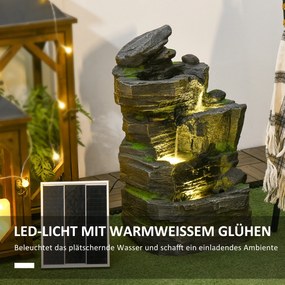 Venkovní solární fontána Outsunny s LED diodami, 34 x 28 x 57 cm, odolná proti povětrnostním vlivům, šetrná k životnímu prostředí, 4 úrovně, účinná c…