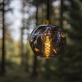 Designové skleněné svítidlo Sphere Mini Natural Barva objímky: Černá, Dřevodekor: Černý, Sklo: Kouřové