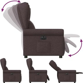 Elektrické polohovací křeslo tmavě hnědé textil 3303359