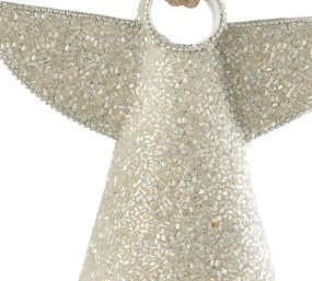 Stříbrný kovový zvonek s korálky Angel - 17*9*28 cm