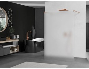 Mexen Kioto, sprchová zástěna Walk-In 140 x 200 cm, 8mm sklo námraza, měděný matný profil, 800-140-002-65-30