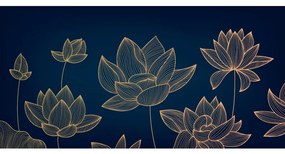 Lenbutik Lněné prostírání 48x32 cm Art deco - Noční lekníny/ Night lilies