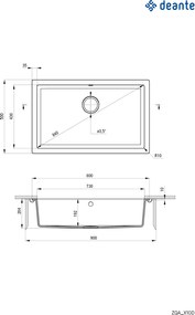 Deante Dřez Corda granit - ZQA G10D grafit metalic