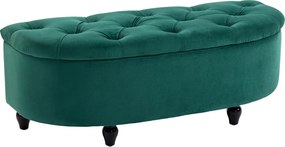HOMCOM Lavice s úložným prostorem a otevřeným víkem, čalouněná lavice z kaučukovníku, sametový nádech, tmavě zelená, 120 x 46 x 42 cm do obývacího po…