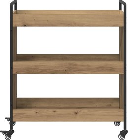 Servírovací stolek, kolečka, kov, dřevo, černá, dub artisan, NoBi FLORENCIE