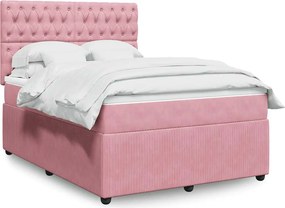 Box spring postel s matrací růžová 140x190 cm samet 3294645
