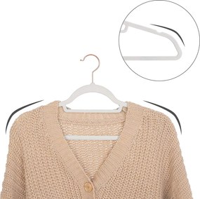 Sametová ramínka, protiskluzové háčky na oblečení 50 ks, bílá-rose gold