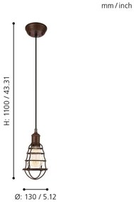 Eglo 49809 - Závěsné svítidlo PORT SETON 1xE27/60W