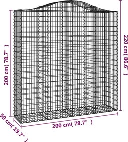 Klenutý gabionový koš 200 x 50 x 200/220 cm pozinkované železo 153400