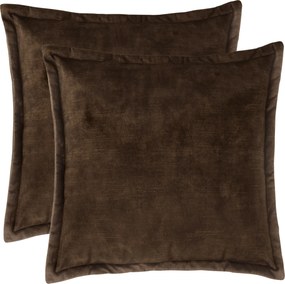 Livarno® Sada dekorativních polštářů, 45 x 45 cm, 2dílná, hnědý velur