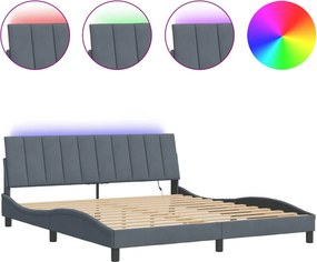 Rám postele s LED osvětlením bez matrace Hanko tmavě šedý 180 x 200 cm samet 3213794