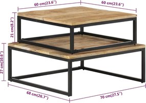 Hnízdové konferenční stolky 2 ks masivní mangovníkové dřevo 320389