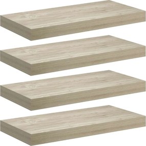 Plovoucí nástěnné police 4 ks dub 50 x 23 x 3,8 cm MDF 323873
