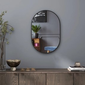 HOMCOM Oválné Koupelnové Zrcadlo 60x90cm z Tepelného Skla, Moderní Nástěnné Zrcadlo s Hliníkovým Rámem, Vertikální/Horizontální Montáž, pro Ložnici, …
