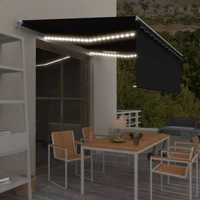 Ručně zatahovací markýza s roletou a LED 4,5 x 3 m antracitová 3069324