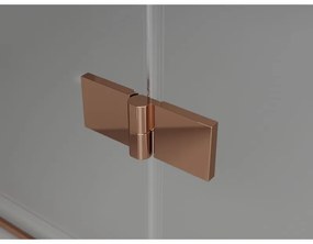 Mexen Lunar, L výklopný půlkruhový sprchový kout 100 x 100 cm, 8mm čiré sklo, profil růžové zlato, 833L-100L-100P-60-00
