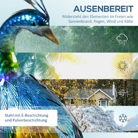 Outsunny zahradní figurka páva odolná proti povětrnostním vlivům, socha na balkon terasu 59cm, dekorativní venkovní ozdoba | Aosom.de