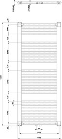 Aqualine Direct otopné těleso rovné 600 x 1320 mm středové připojení bílá ELM36T