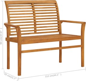 vidaXL Marketos Zahradní lavice s krémově bílou poduškou 112 cm masivní teak